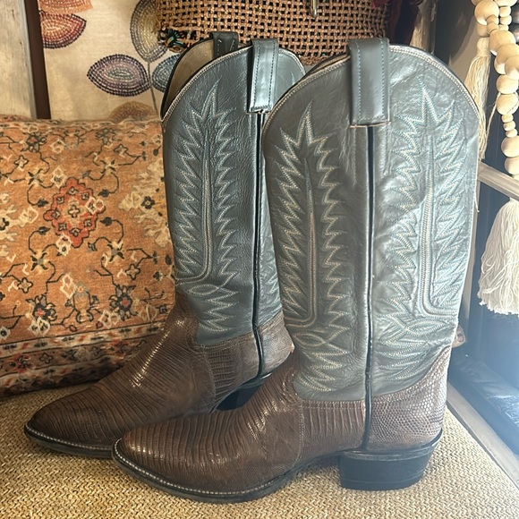 Shoes | Lizard Skin Cowboy Boots Pegged Leather Solesembroidered Shaft ...